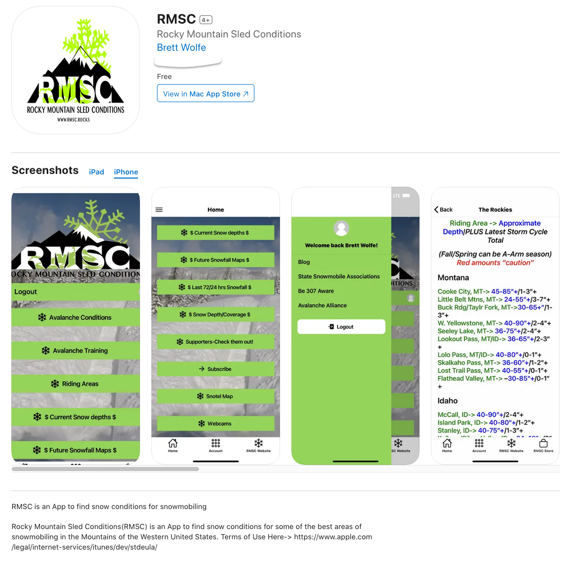 RMSC Apple/Android App – Rocky Mountain Sled Conditions