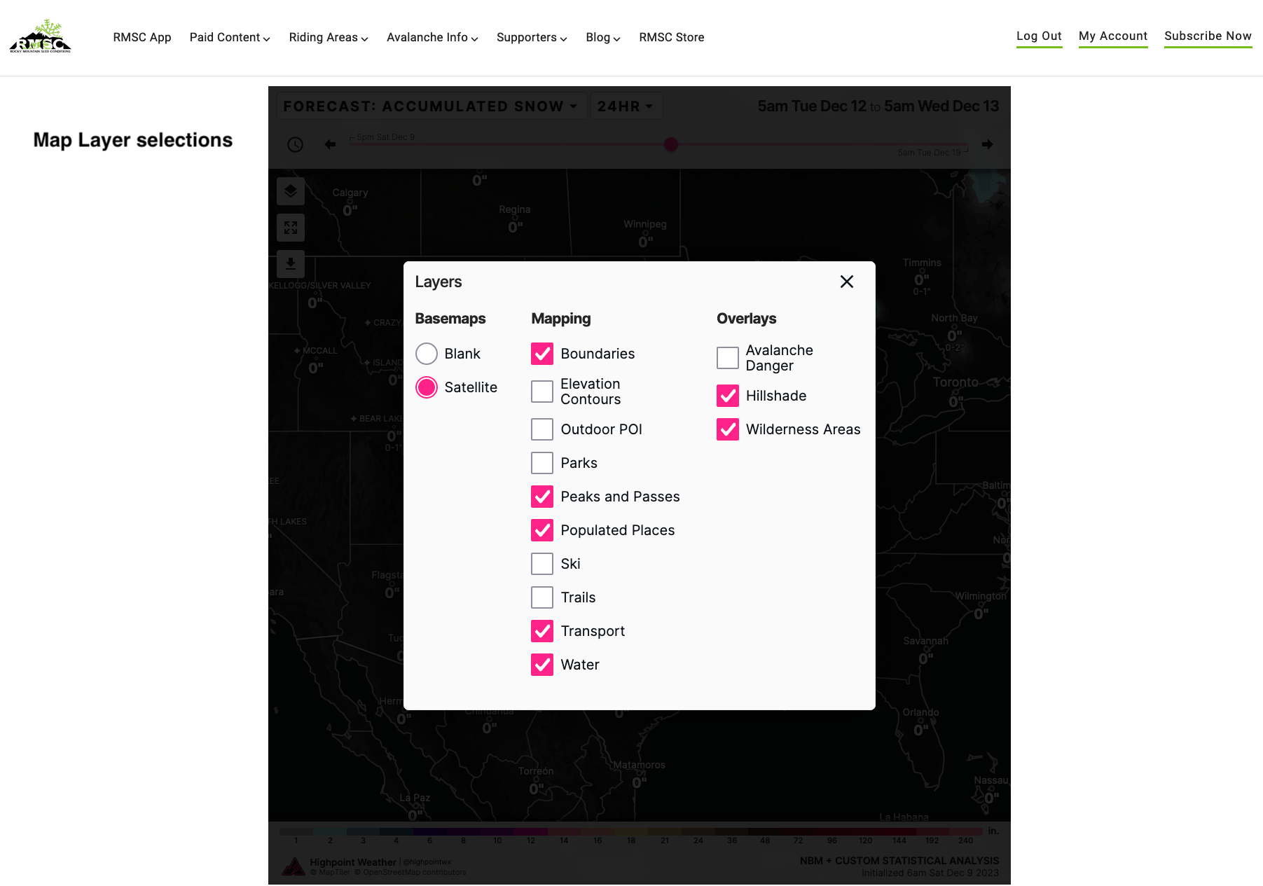 Interactive Snow Map *Guide* – Rocky Mountain Sled Conditions