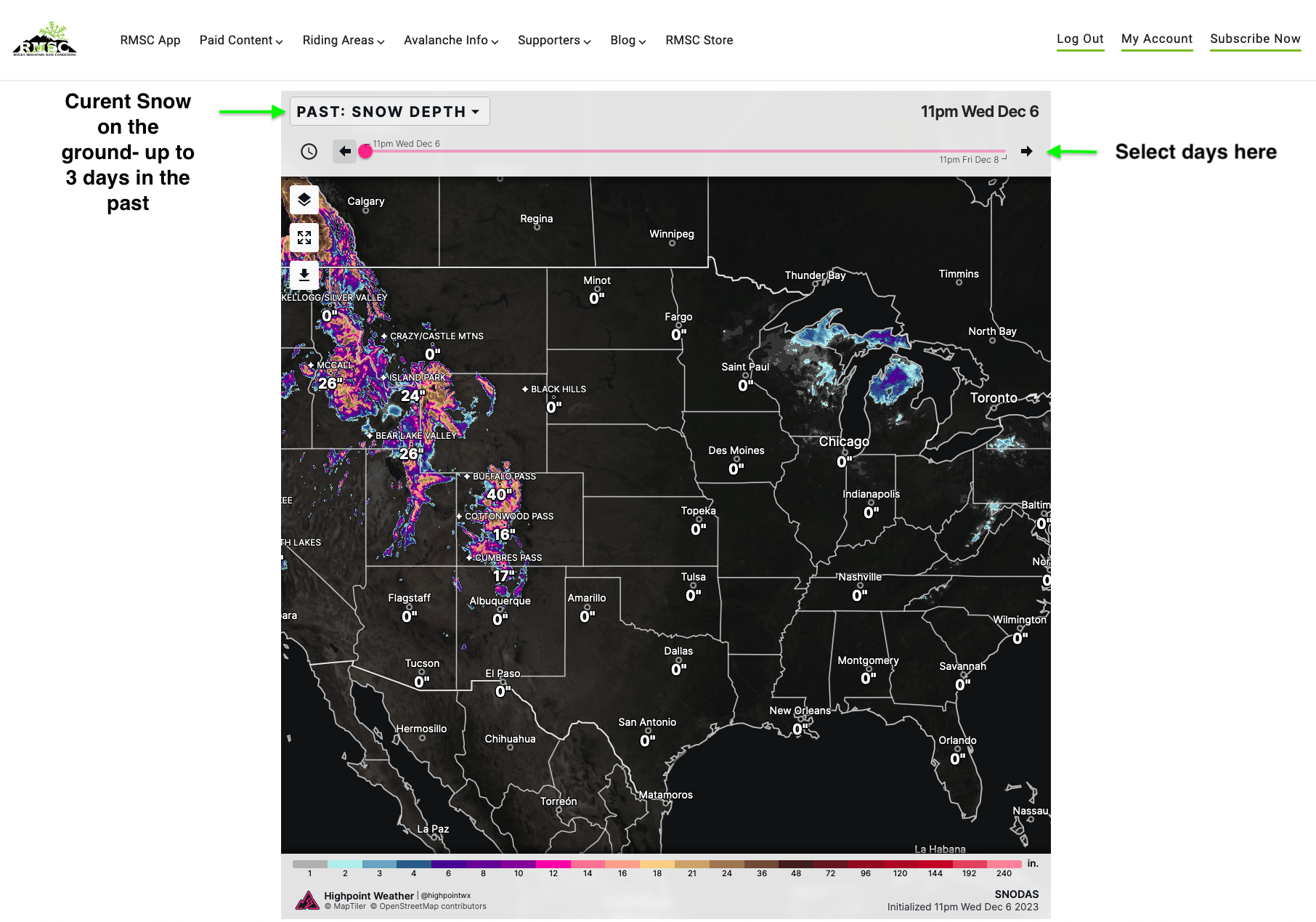 Interactive Snow Map *Guide* – Rocky Mountain Sled Conditions
