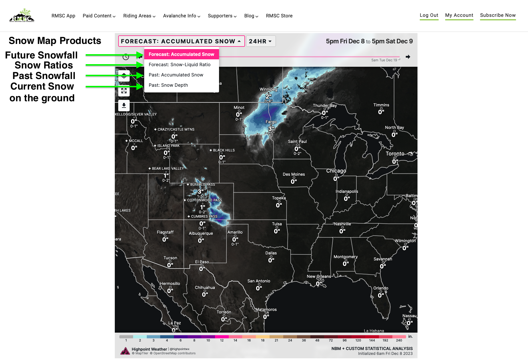 Interactive Snow Map *Guide* – Rocky Mountain Sled Conditions